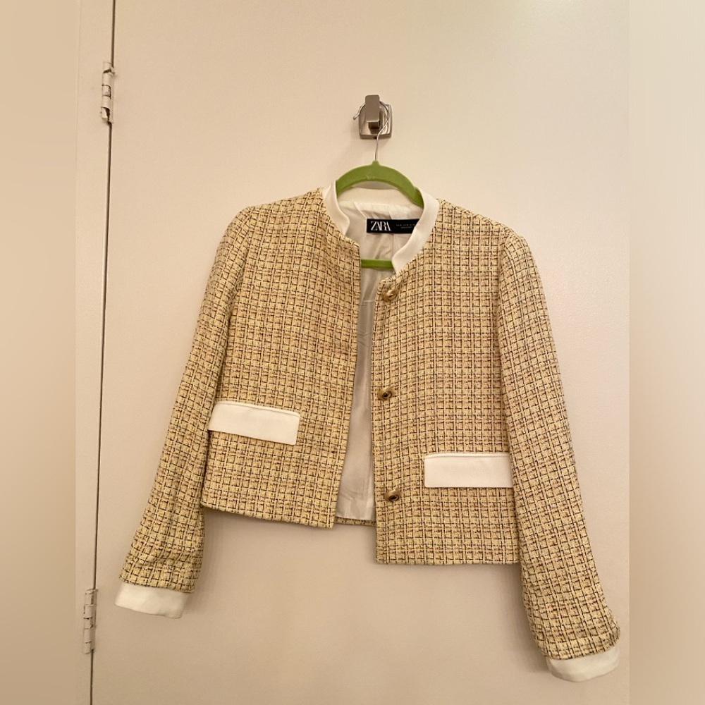 Zara Tweed Jacket, Yellow With Gold Buttons - Gem